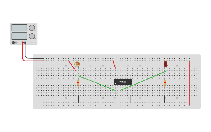 Circuit design Dark Detector using NAND Gate - Tinkercad