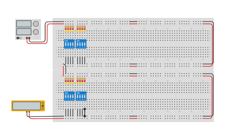 Circuit design 4. Bread Board with DIP Switch - Tinkercad