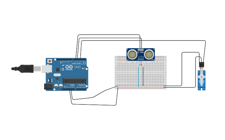 Circuit design Trash Bin - Arduino - Tinkercad
