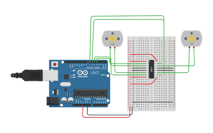 Circuit design Remote Controlled Car - Tinkercad