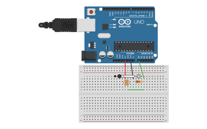Circuit design prender led arduino con ldr | Tinkercad