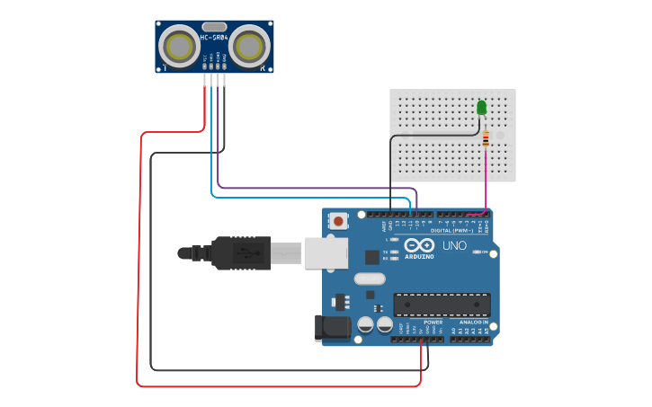 Circuit design SENSOR DE DISTANCIA - Tinkercad