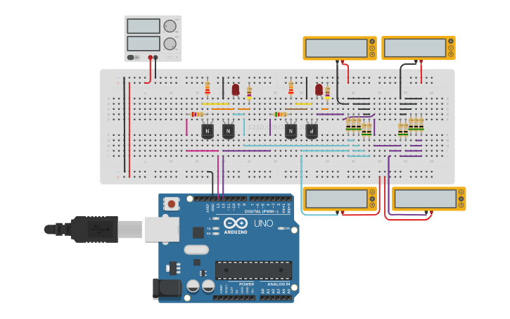 Circuit design Darlington 2 * 4 ampères.OK | Tinkercad