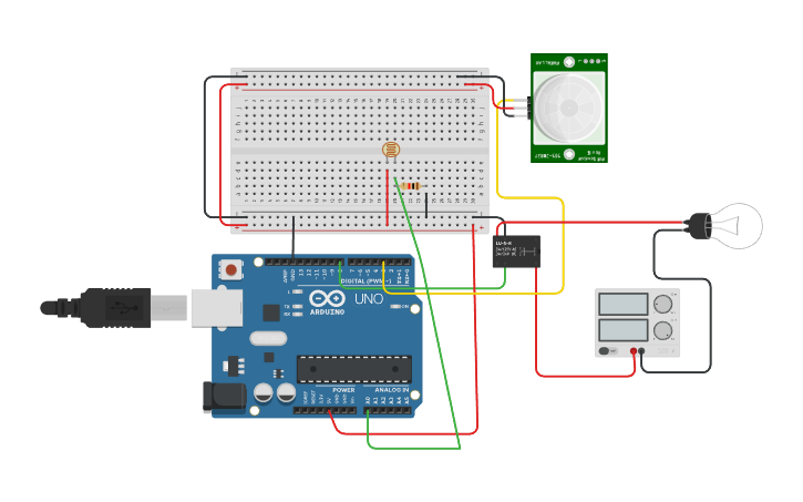 Circuit design Automatic room lightning - Tinkercad