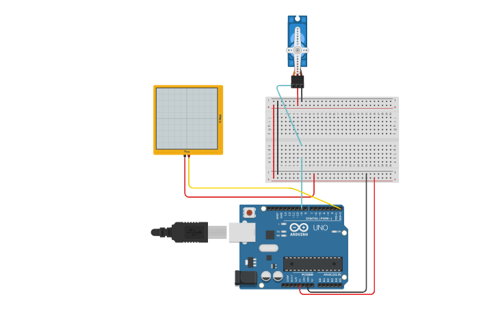 Circuit design Servomotor automático | Tinkercad