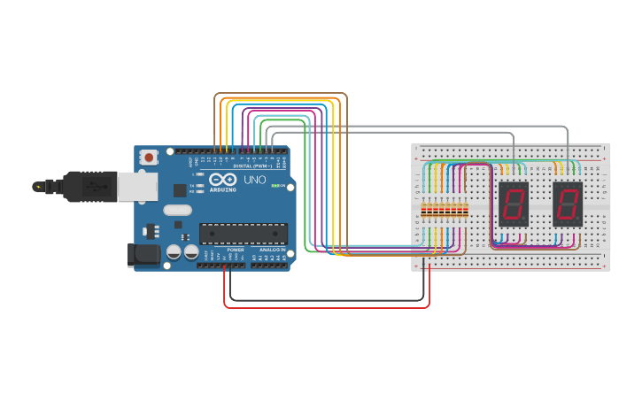 Circuit design 7 segment - Tinkercad