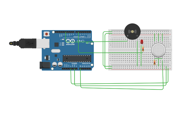 Circuit design 2.3 GAS SENSOR - Tinkercad