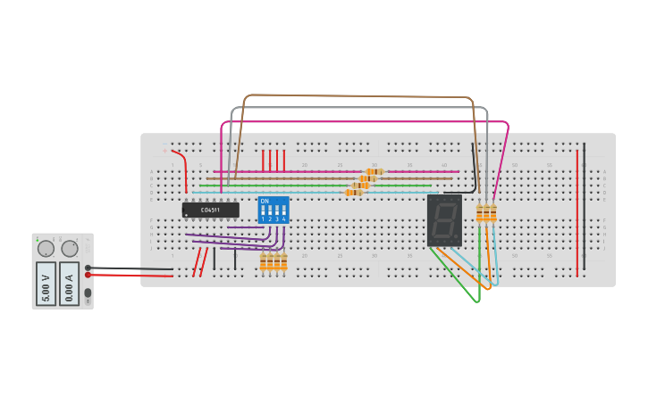Circuit design bcd to seven segment decoder - Tinkercad
