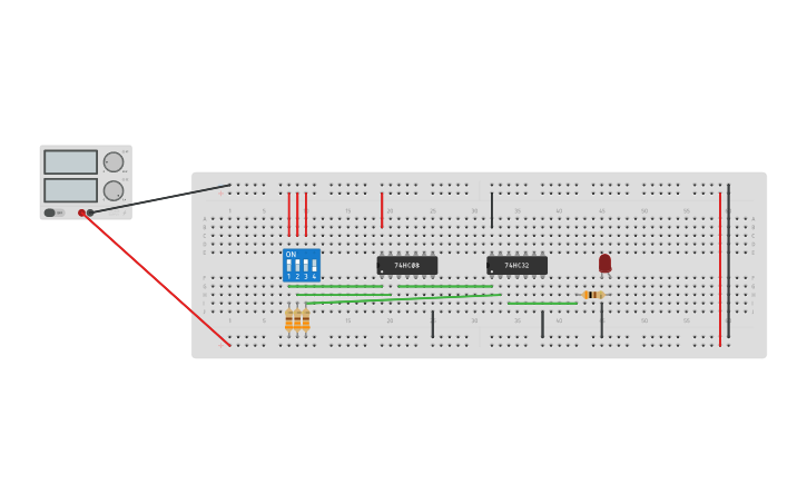 Circuit design Circuito logico con LED | Tinkercad