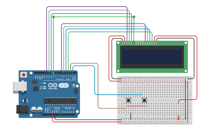 Circuit design LCD Game - Tinkercad