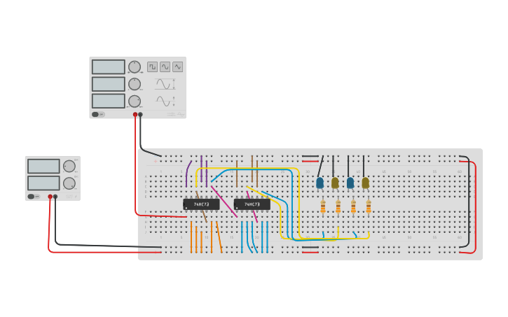 Circuit design Contador 74HC73 - Tinkercad