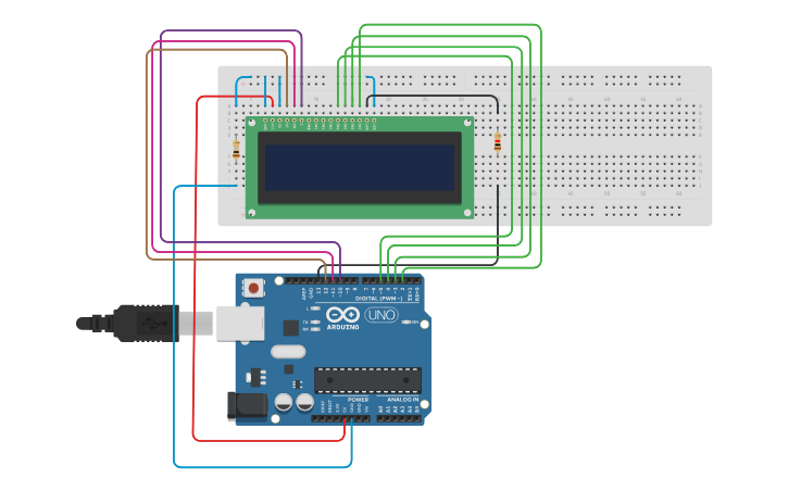 Circuit design LCD Screensaver Kelompok Bagas | Tinkercad