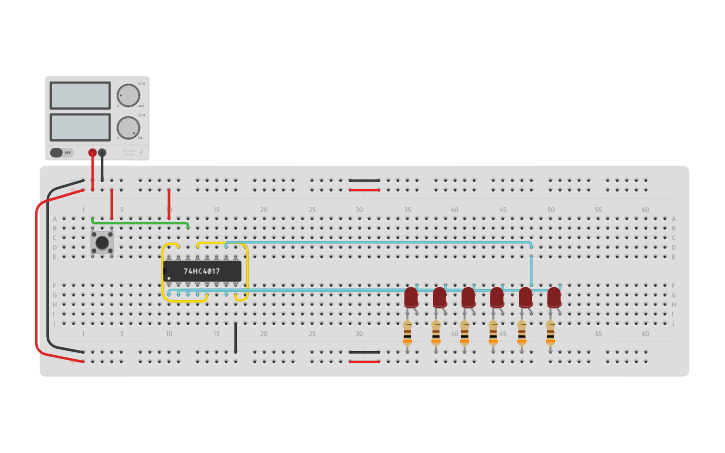 Circuit design Dice Roller - Tinkercad