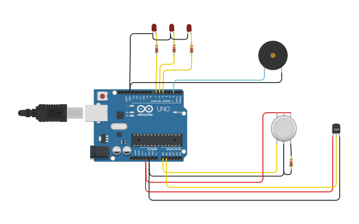 Circuit Design Sensor Suhu Dan Gas Tinkercad