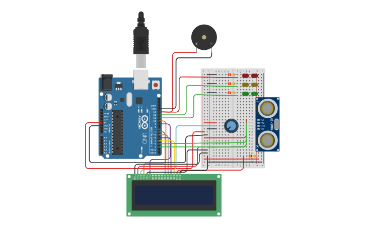 Circuit design Car Parking System - Tinkercad
