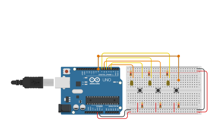 Circuit design Push button - Tinkercad