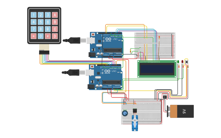 Circuit design Door lock project - Tinkercad
