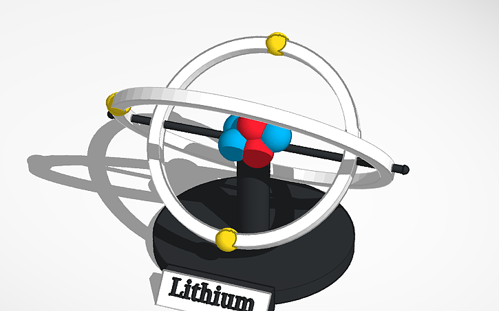 3D design Lithium Atom (rotated) - Tinkercad