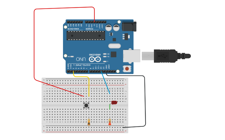 Circuit design PROYECTO 2 ARDUINO - PULSADOR Y LED | Tinkercad Circuit design PROYECTO 2 ARDUINO - PULSADOR Y LED | Tinkercad