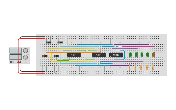 Circuit design Week16 - Shift Register - Tinkercad