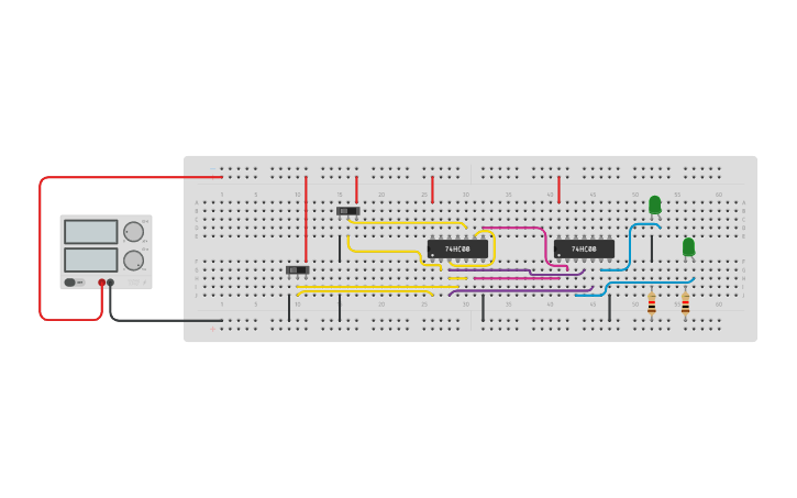 Circuit design Half adder using NAND gates - Tinkercad