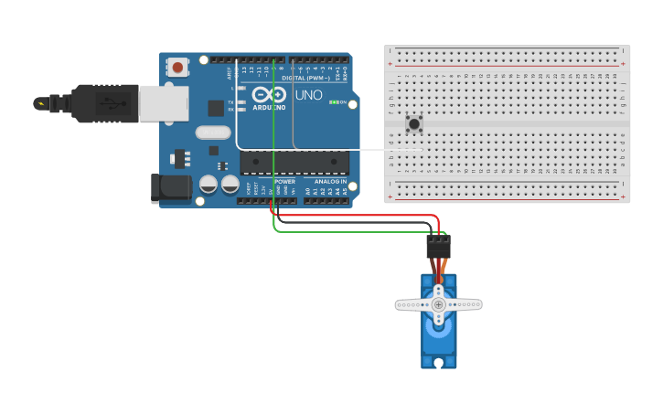 Circuit Design Servo Botão Tinkercad