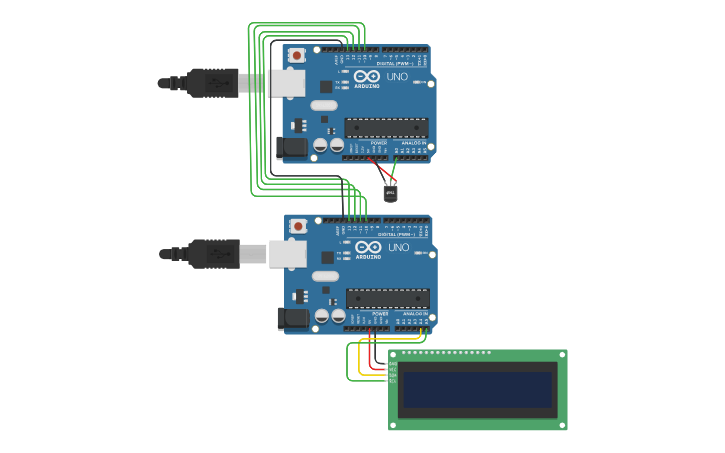 Circuit design 2 arduino (SPI) - Tinkercad
