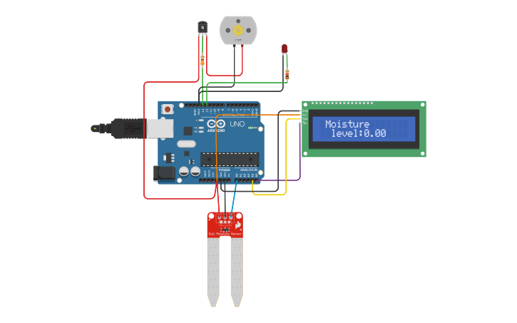 Circuit design Smart Irrigation System - Tinkercad