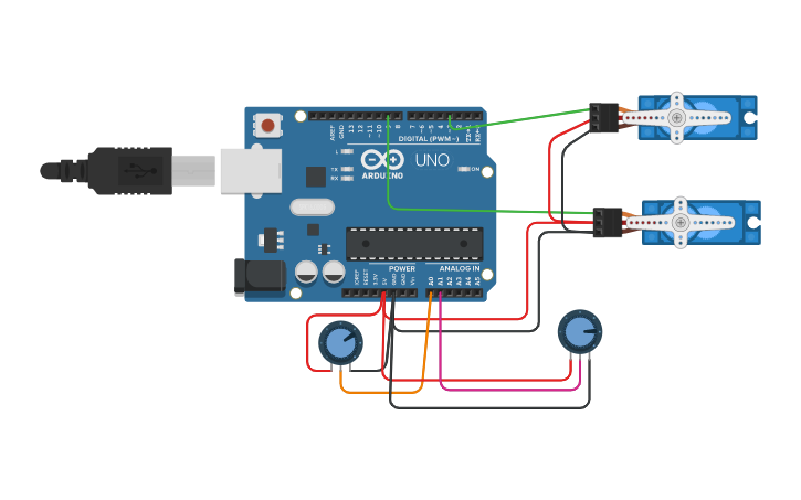 Circuit design Control de Servos_joystick - Tinkercad