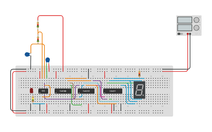 Circuit design Decade Counter - Tinkercad