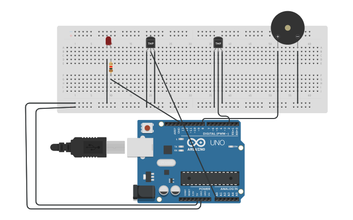 Circuit design DHT11 - Tinkercad