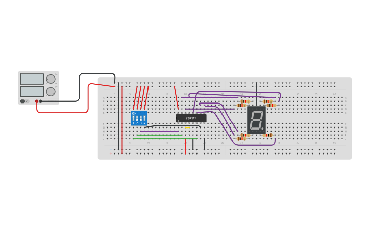 Circuit design 7 segmentos - Tinkercad