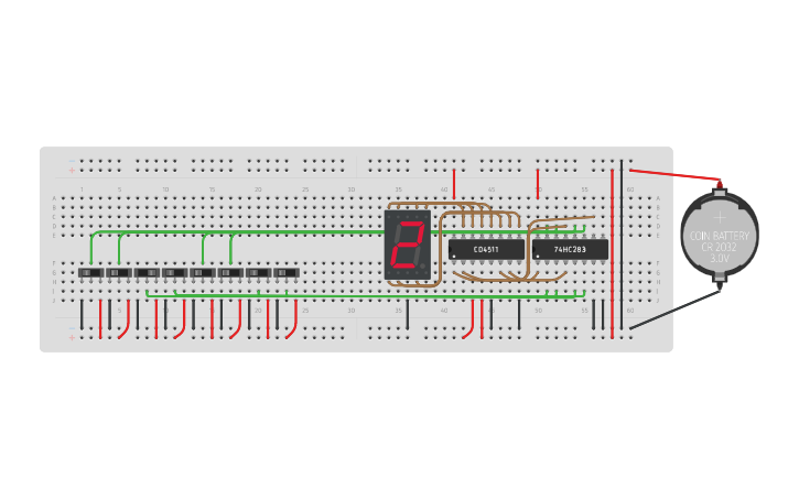 Circuit design Activity#6&7-4BIT ADDER WITH 7 SEGMENT - Tinkercad