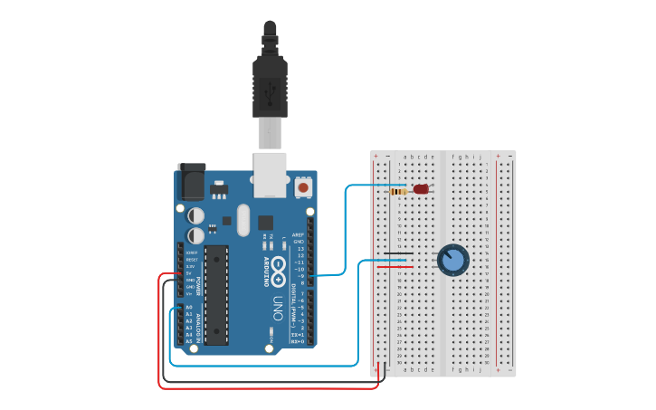 Circuit design The Potentiometer Circuit | Tinkercad