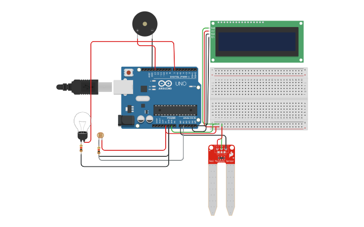 Circuit design Copy of Endriga - Soil Moisture Sensor with LCD - Tinkercad