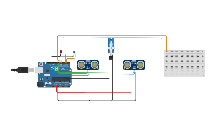Circuit design smart dustbin - Tinkercad
