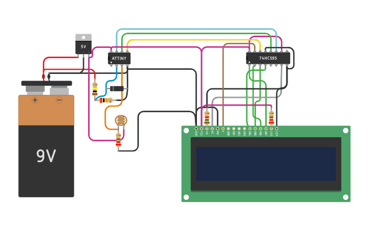 Circuit design LDR light ATTiny85 | Tinkercad