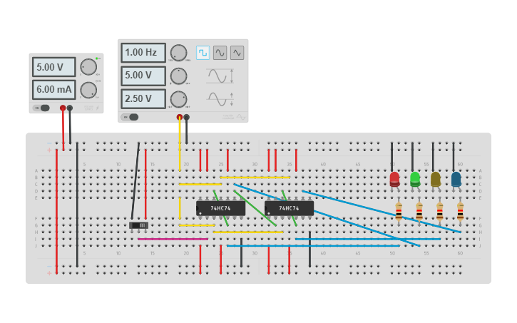 Circuit design SIPO - Tinkercad