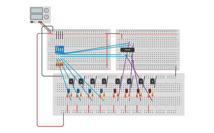 Circuit design TPTN - Q2 - 7_1- Transcodeur Gray-Binaire - Tinkercad