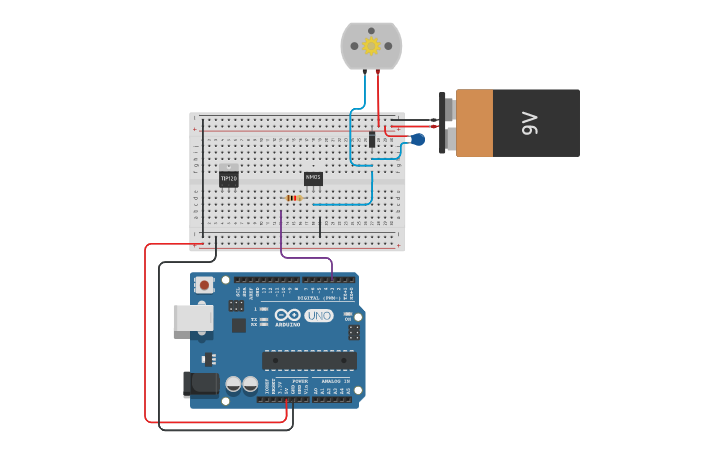 Circuit design Motor DC - Tinkercad