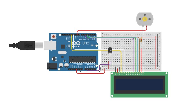 Circuit Design Temperature X Dc Motor X Serial Monitor In Arduino