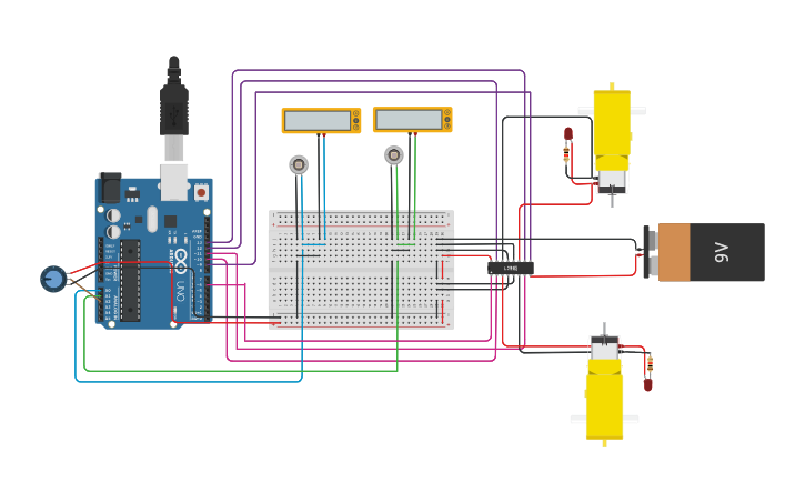 Circuit design Line Following Robot - Tinkercad