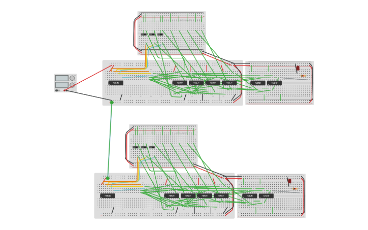 Circuit design Full adder using 8*1 MULTIPLEXER - Tinkercad