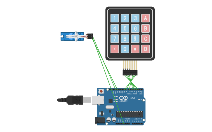 Circuit design keypad 4x4 - Tinkercad