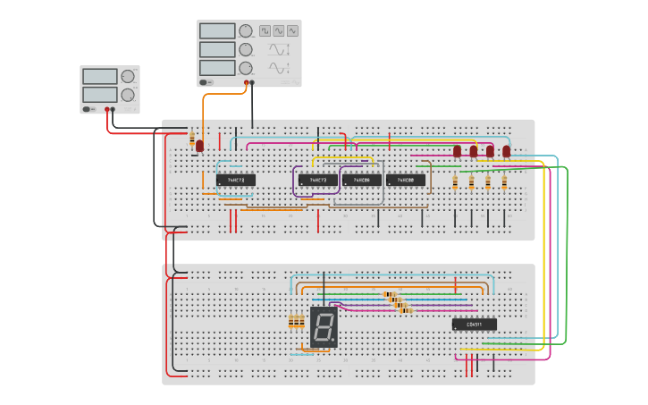 Circuit design Synchronous counter using JK flip-flop - Tinkercad