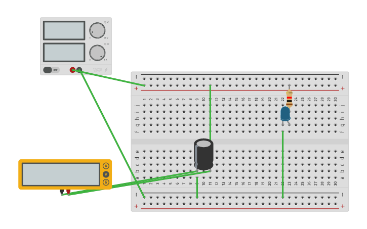 Circuit design LED Parallel Capacitor | Tinkercad