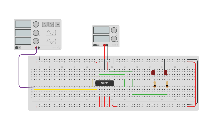 Circuit design 2-bit Asynchronous DOWN counter - Tinkercad