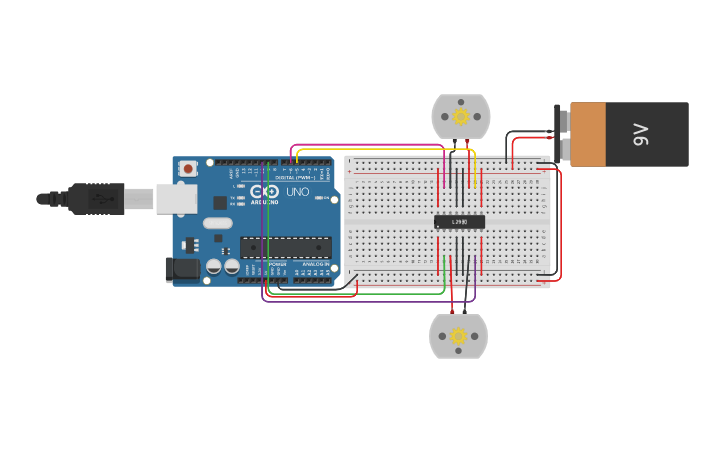 Circuit design Praktek Robotika - Motor DC | Tinkercad
