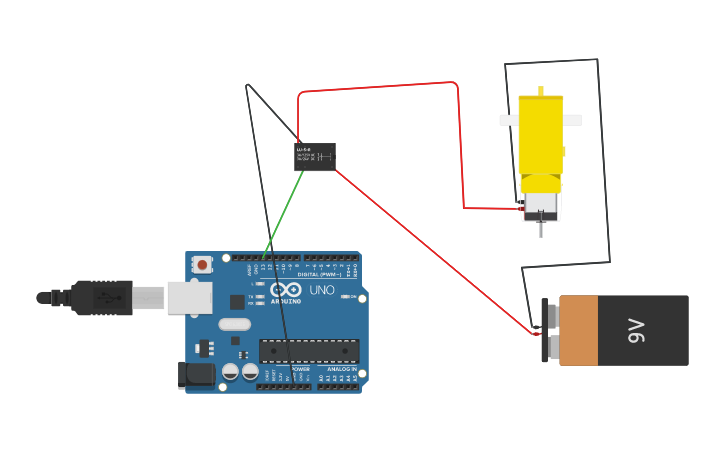 Circuit design MOTOR WITH RELAY | Tinkercad
