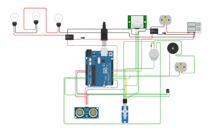 Circuit design IOT based smart factory system - Tinkercad